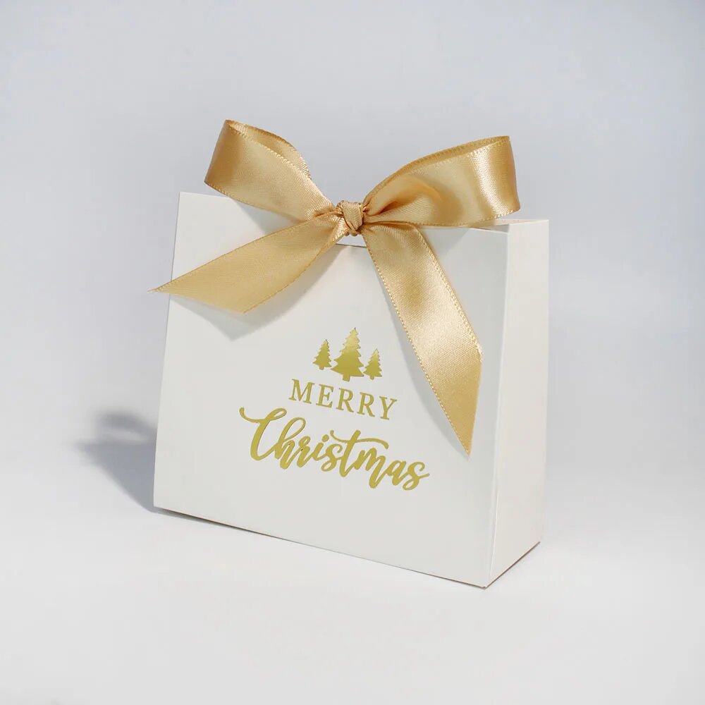 Подарочная коробка "Merry Christmas" с золотой лентой, gold