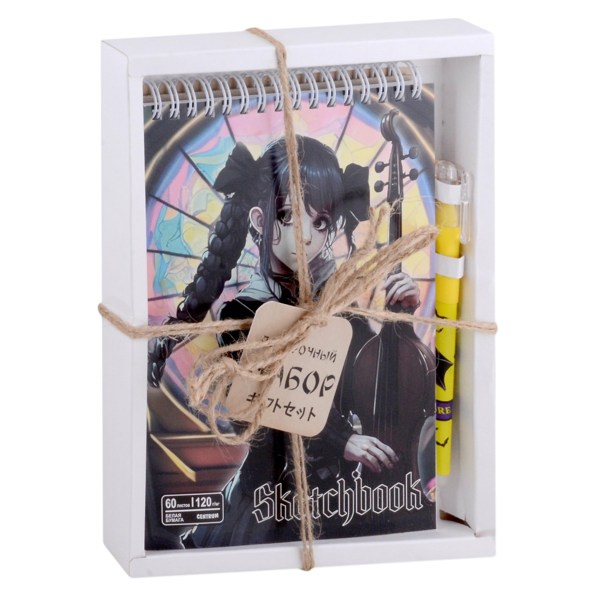 Скетчбук А5 60 листов "Уэнсдэй" + ручка синяя