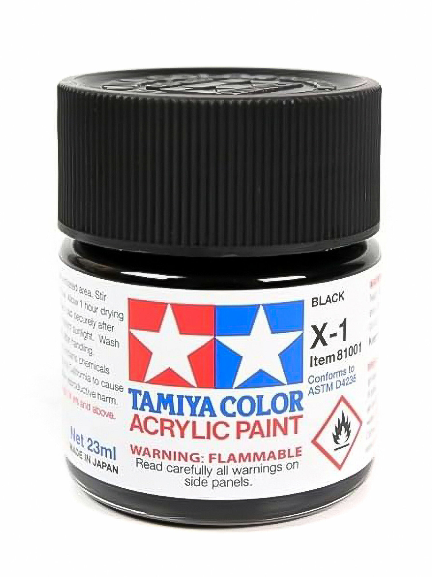 Краска акриловая Tamiya Color X-1 Black 81001 черная глянцевая, 23 мл