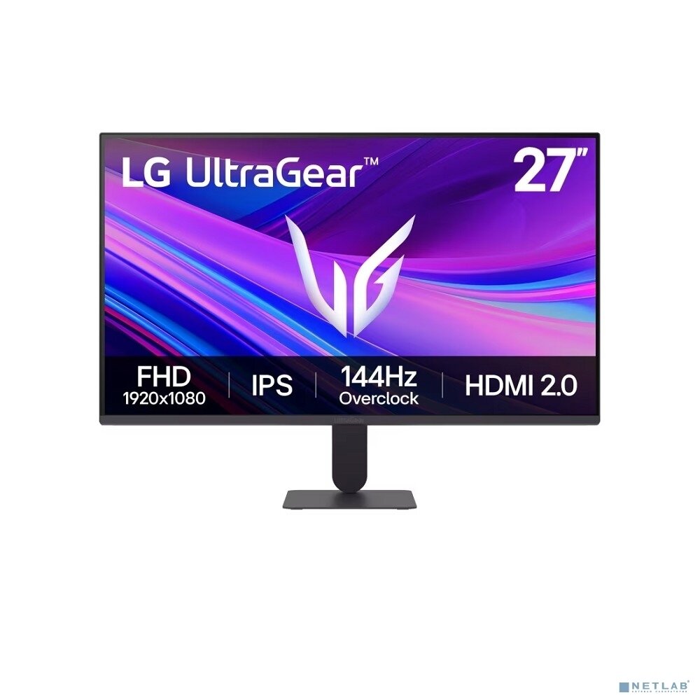 Монитор 27" LG UltraGear 27G411A-B IPS 1920x1080, 144 Гц, 5 мс, 16:9, 250 кд/м², HDMI 2.0, DP 1.4, 3.5 Jack, HDR10, FreeSync, G-Sync Compatible, VESA 100x100, черный