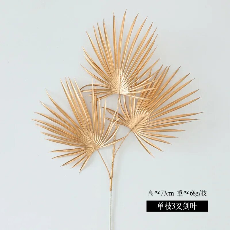 Искусственные золотые листья гинкго и эвкалипта Бежевый, 3 prongs sun leaves