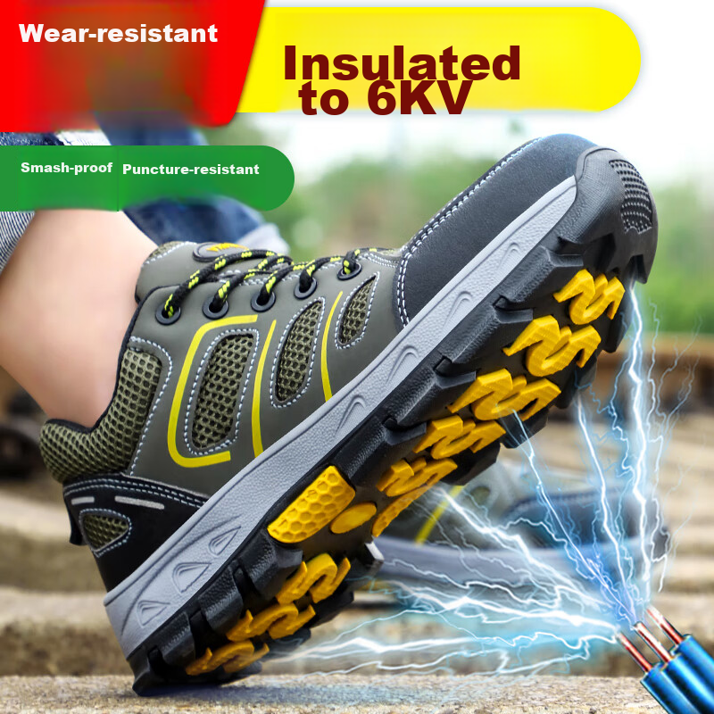 Jingtu Safety Shoes for Men, 6KV Insulated, Steel Toe, Puncture-Resistant, Electrician Work Safety Functional Shoes 857KV Size 43
