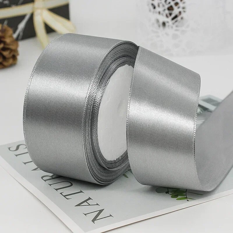 Мerylover атласные ленты 6/10/15/20/25/40/50 мм 25 ярдов silvery, ribbon 40mm