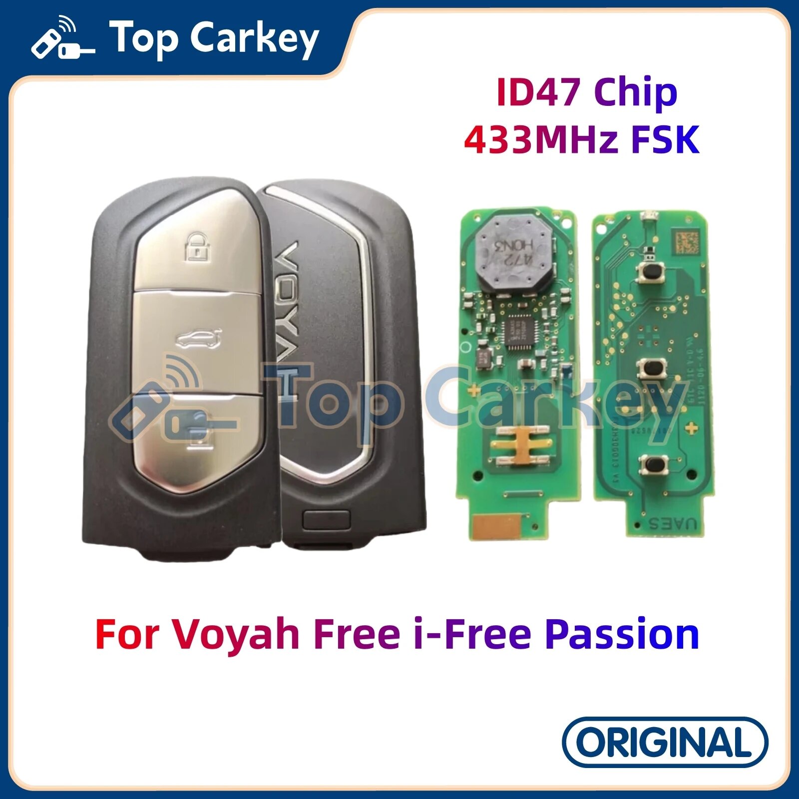 Оригинальный интеллектуальный дистанционный ключ TopCarkey ID47 чип 433 МГц для Voyah Free i-Free Passion