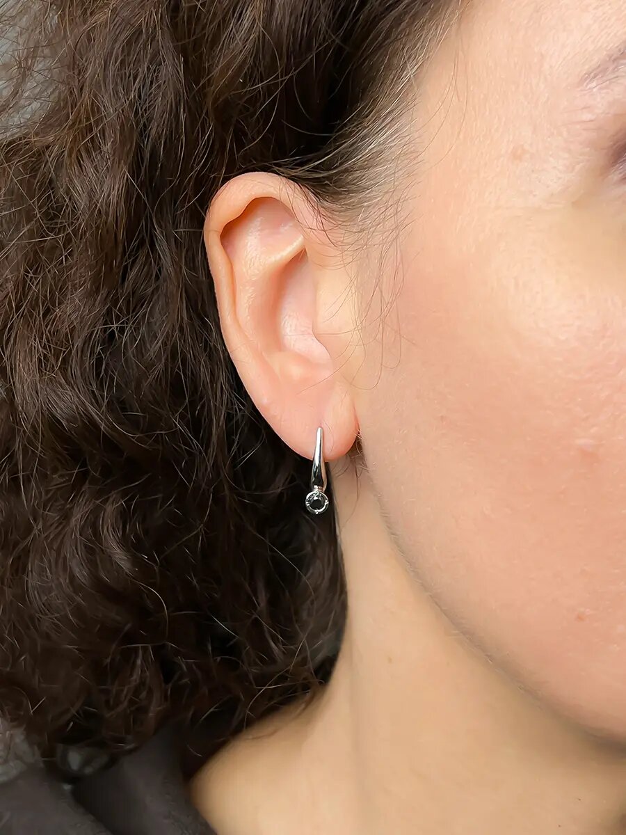 Серьги, белое золото, 375 проба, родирование, бриллиант