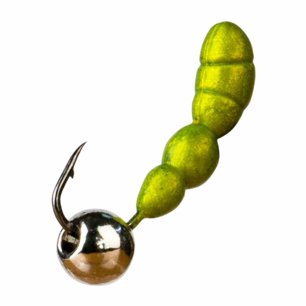 Мормышка безнасадочная (безмотылка) для летней и зимней рыбалки Лесной Муравей "Левша-НН", 0,62 г, шар серебро, крючок №14, желтый Fluo / 3 шт.