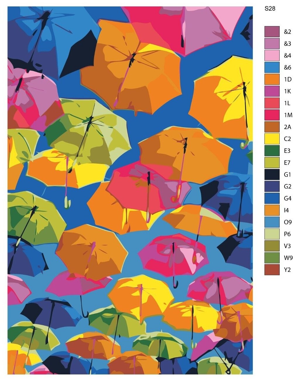Картина по номерам S28 "Разноцветные зонтики" 40x60