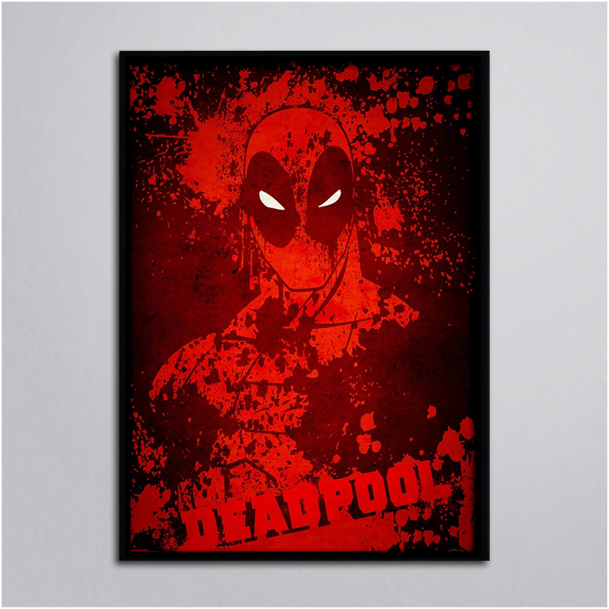 Постер без рамы/Марвел Дедпул Красное Граффити