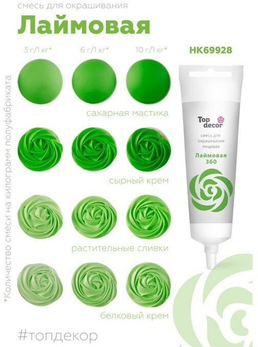 Пищевой краситель Top Decor гелевый «Лаймовый», 100 г