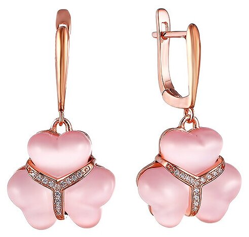 Серьги, серебро, 925 проба, кошачий глаз, фианит