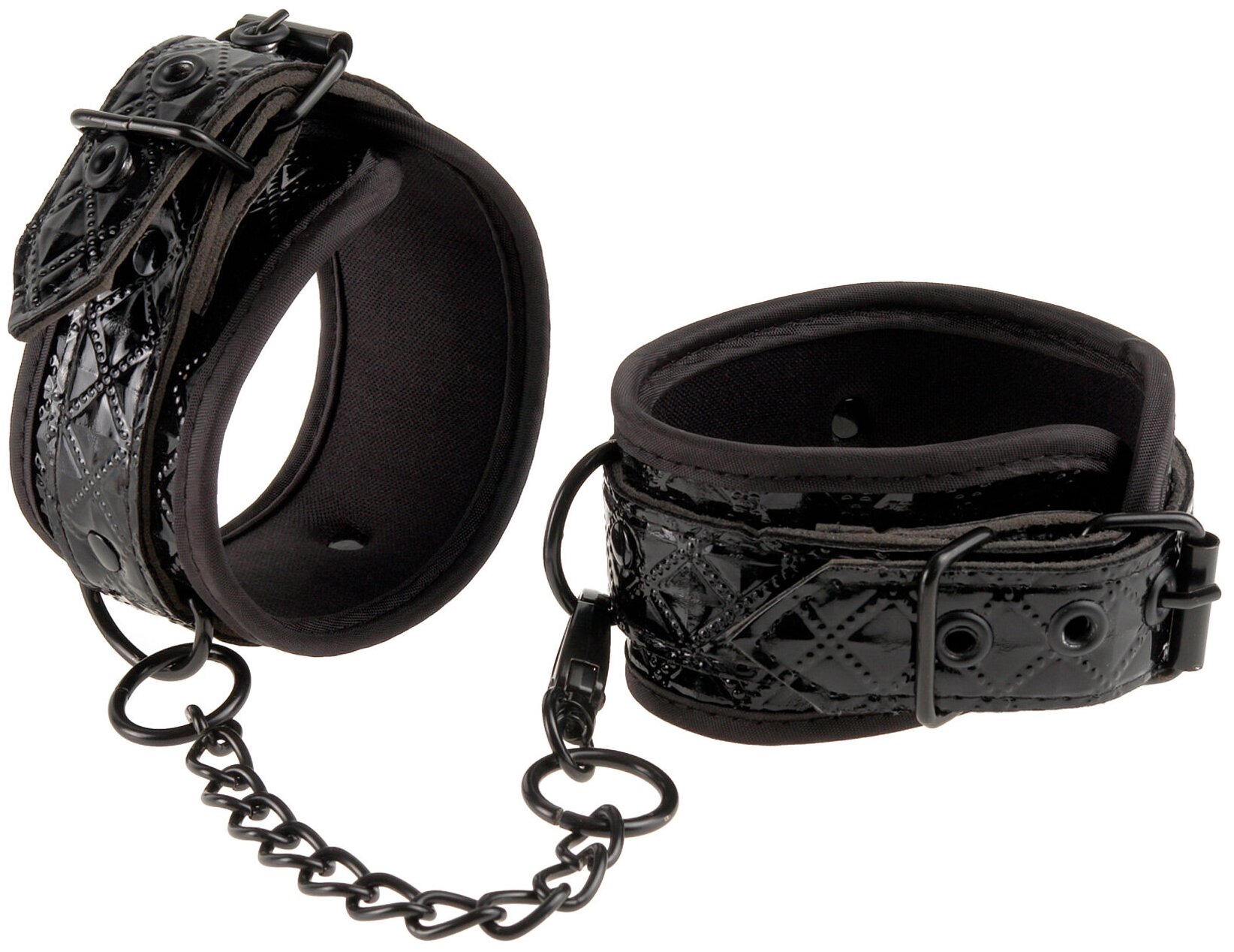 4462-23 PD / Наручники лаковые соединенные цепочкой Couture Cuffs