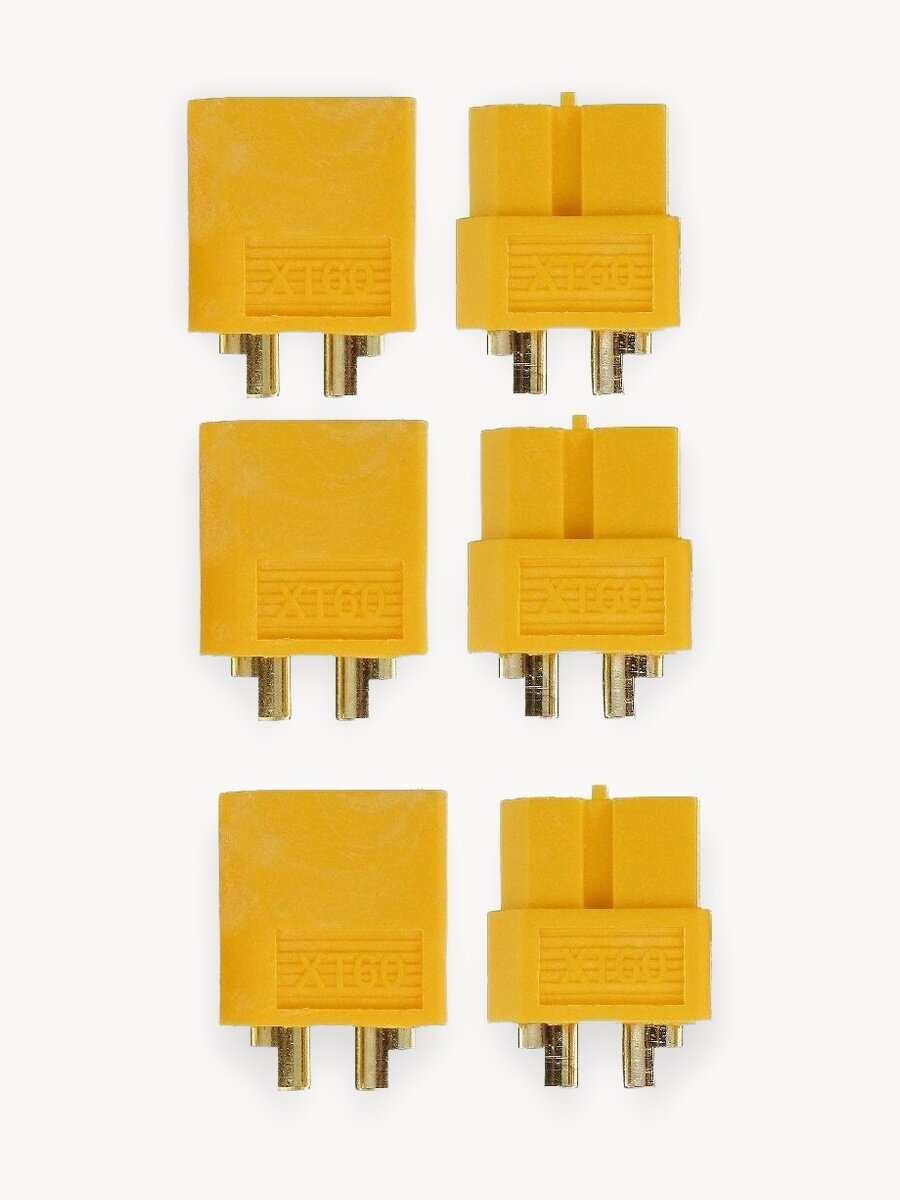 Коннектор силовой высокоамперный XT60 (мама+папа), комплект - 3 штуки