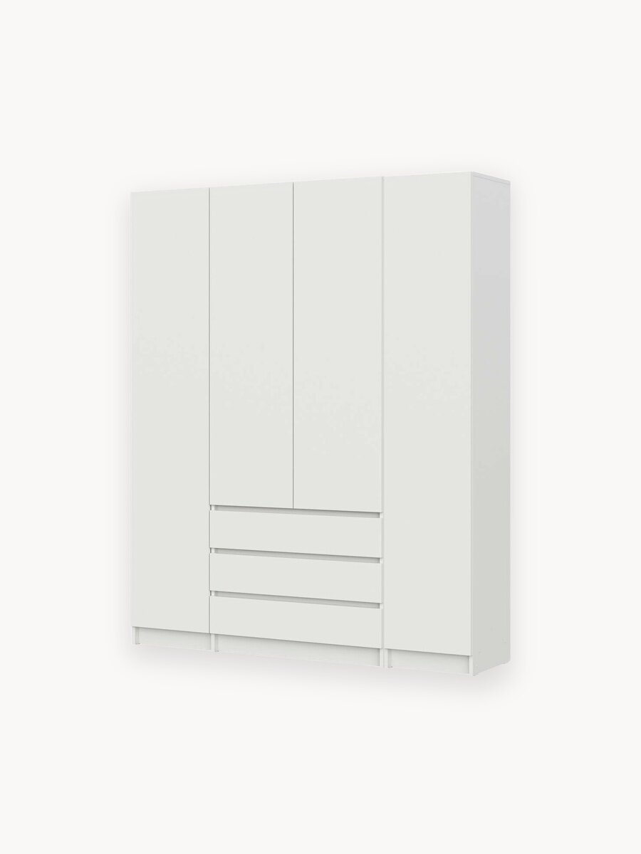 ARNIKA Шкаф распашной с ящиками, для одежды, 160х38х200см, белый
