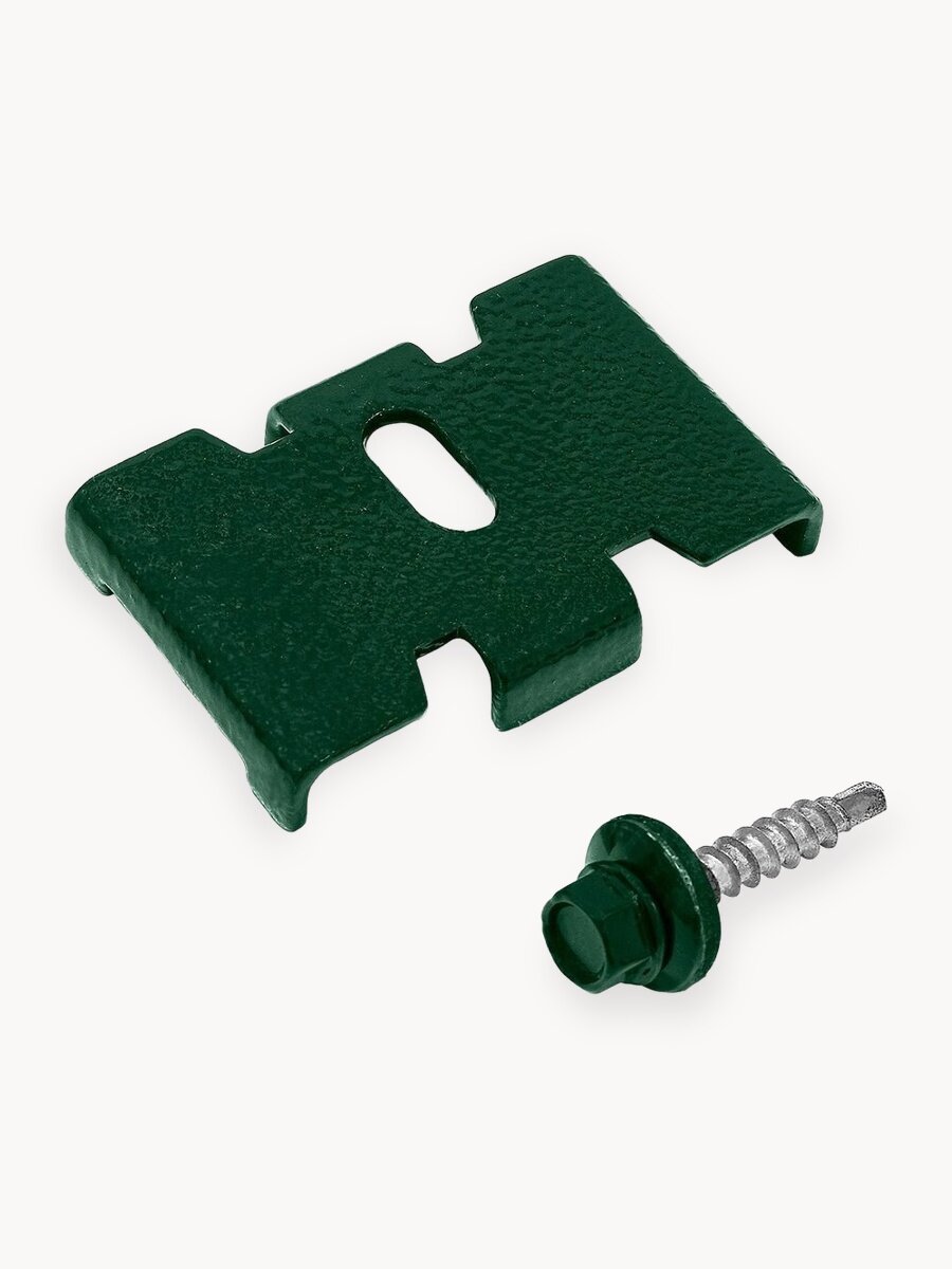 Крепление паук ХимЛесПром, для сетки 3D Гиттер и забора, зеленый RAL 6005, с саморезом, комплект 10 шт