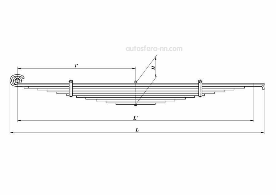 CHMZ 6520290201220 Рессора КАМАЗ-6520 пер (12 лист.) с вит. ушком (ЧМЗ)
