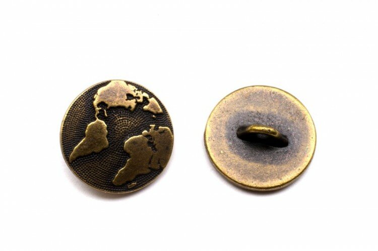 Пуговица TierraCast Земля 17мм, отверстие 2,3мм, цвет античная латунь, 94-6578-27, 1шт