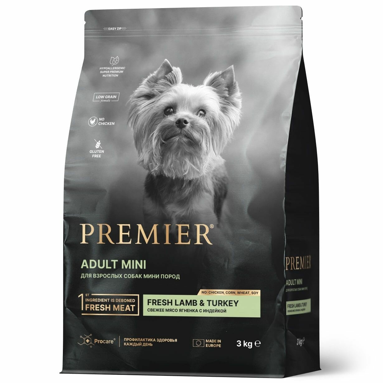 Premier Dog Lamb&Turkey ADULT Mini (Свежее мясо ягненка с индейкой для собак мелких пород) 3 кг
