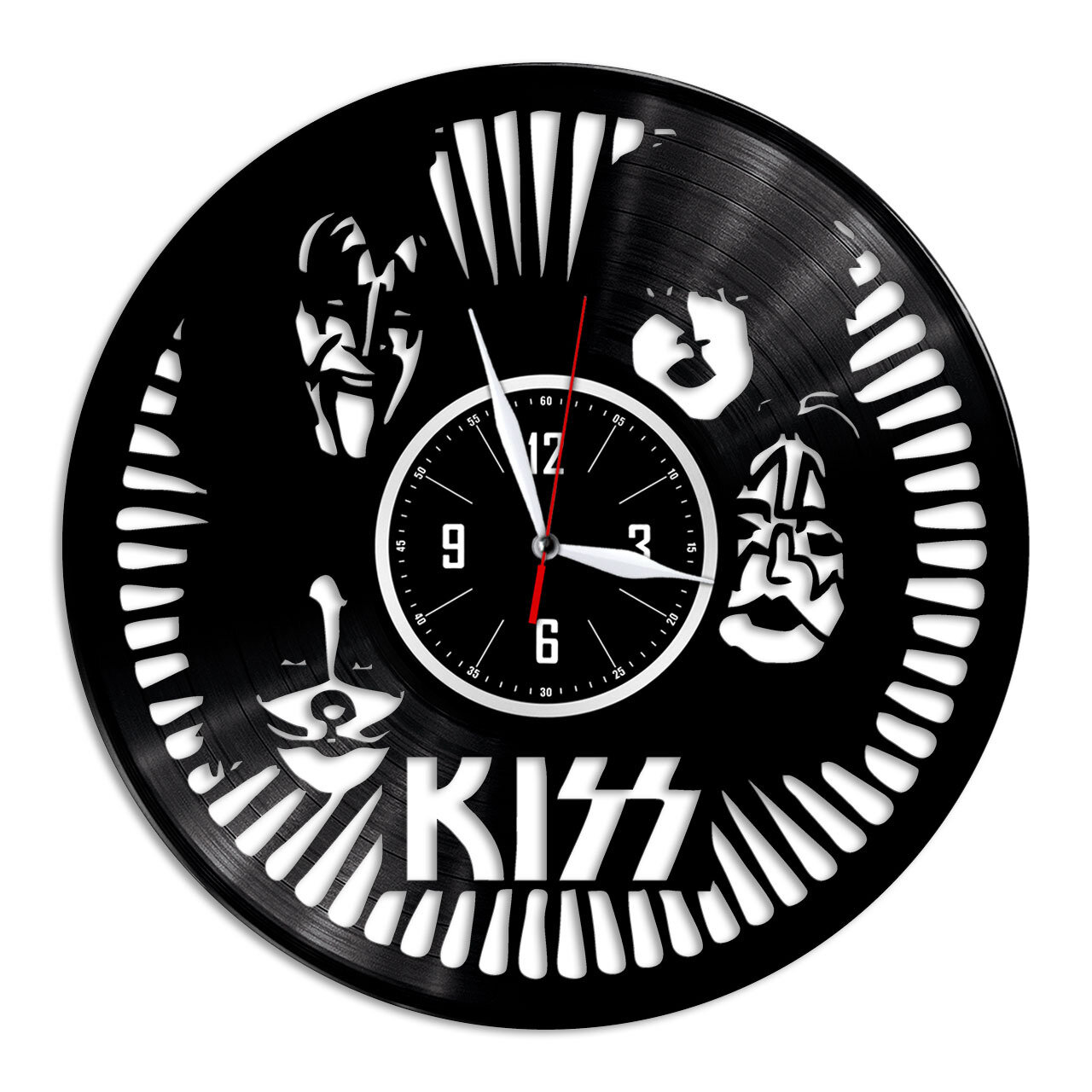 KISS - настенные часы из виниловой пластинки, диаметр 30 см, VinylLab