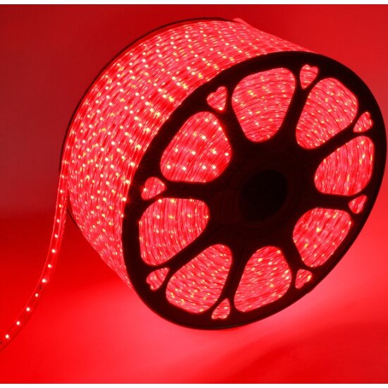 Светодиодная лента Neon-night 220 В, 10х7 мм, IP67, SMD 2835, 60 LED/м, красное свечение, бухта 100 м