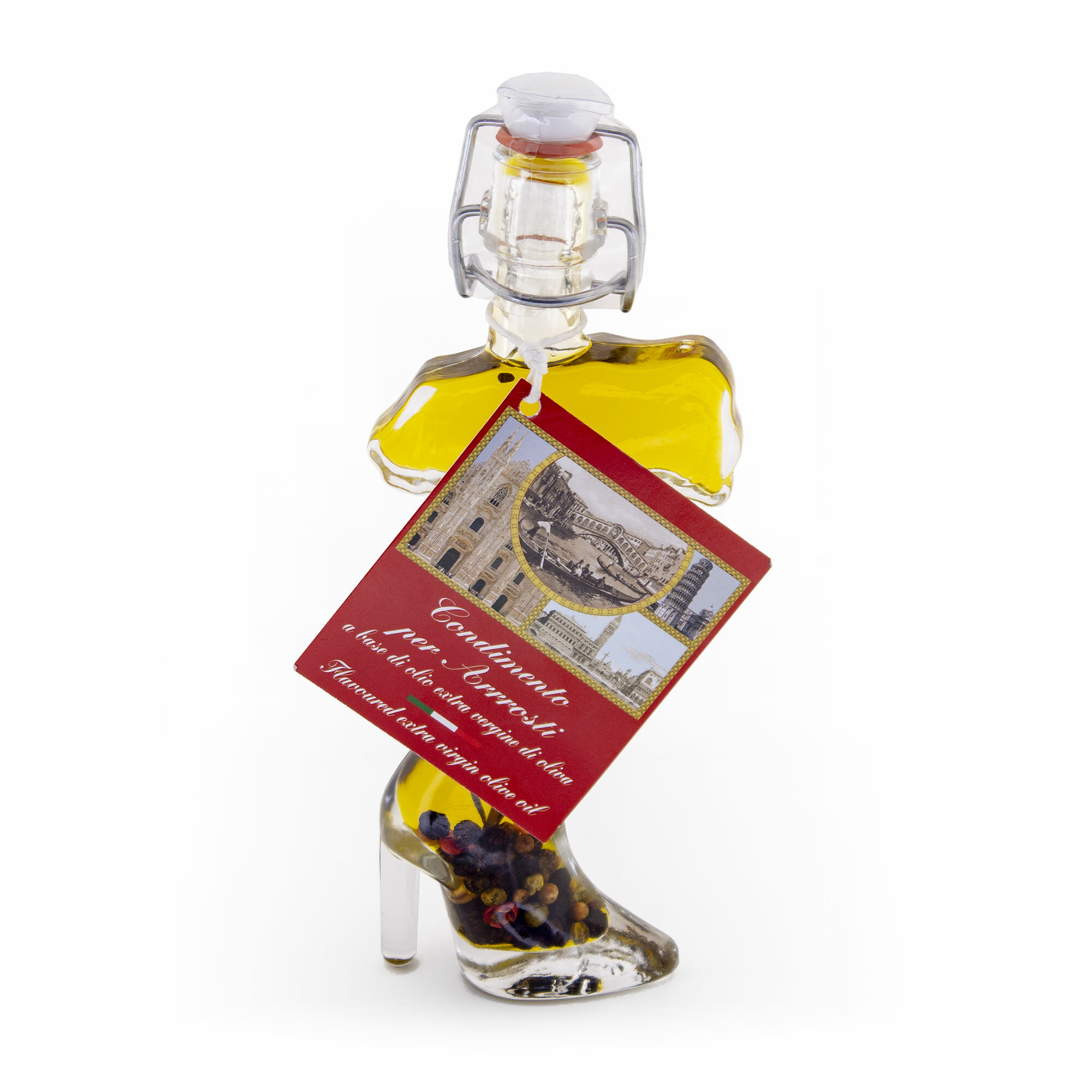 Масло оливковое первого холодного отжима настоянное на перце и розмарине, идеально для жареного мяса, UMBRO, 0,04 л (ст/бут в форме итальянского сапога)