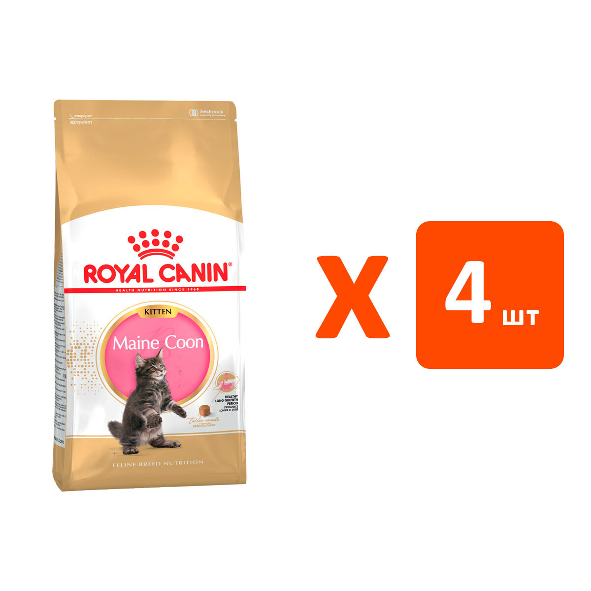 Корм сухой Royal Canin Maine Coon Kitten 36 для котят мэйн кун, 4 кг х 4 шт