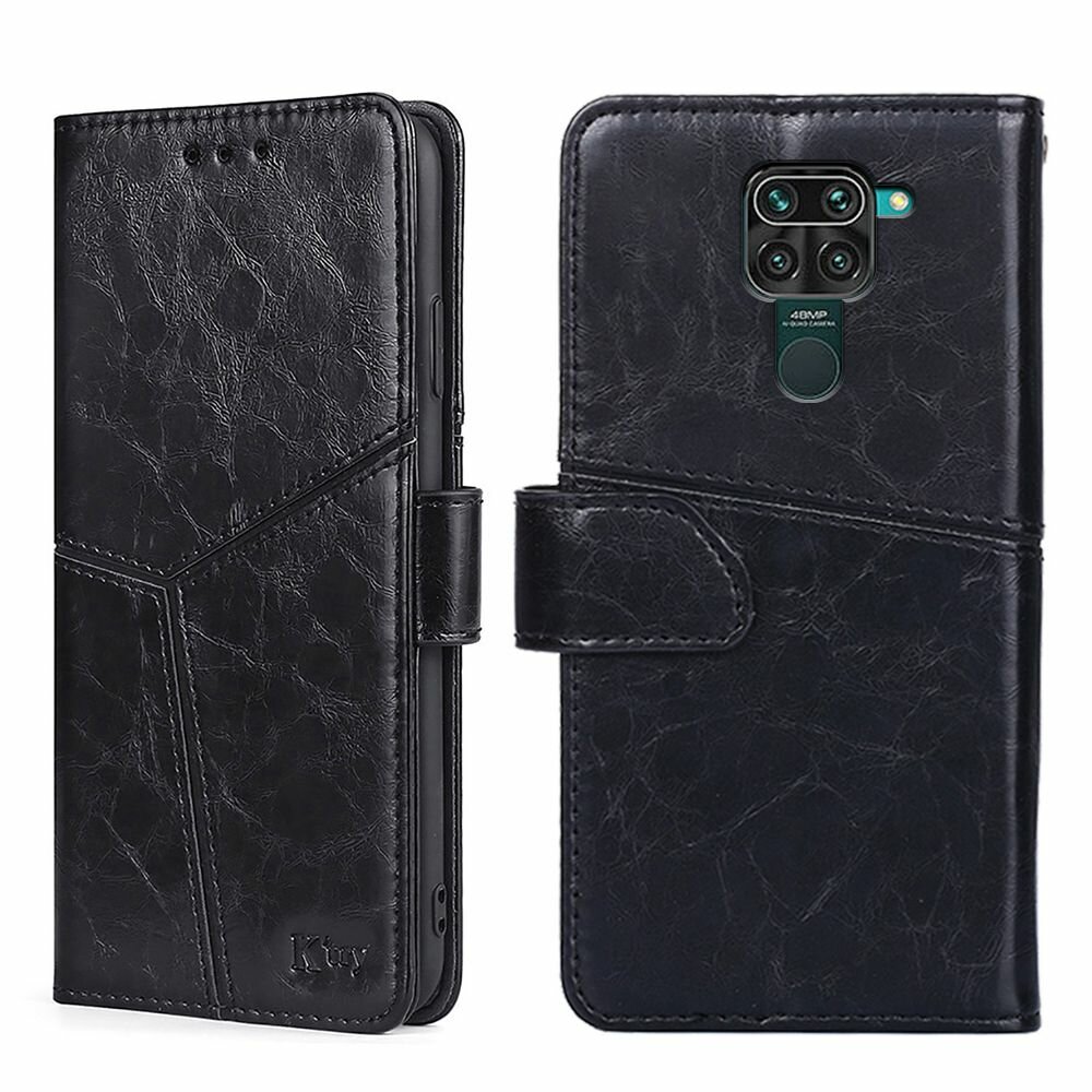 Чехол-книжка MyPads для Xiaomi Redmi 10X 4G / Note 9 / Сяоми Редми Ноте 9 (Черный)