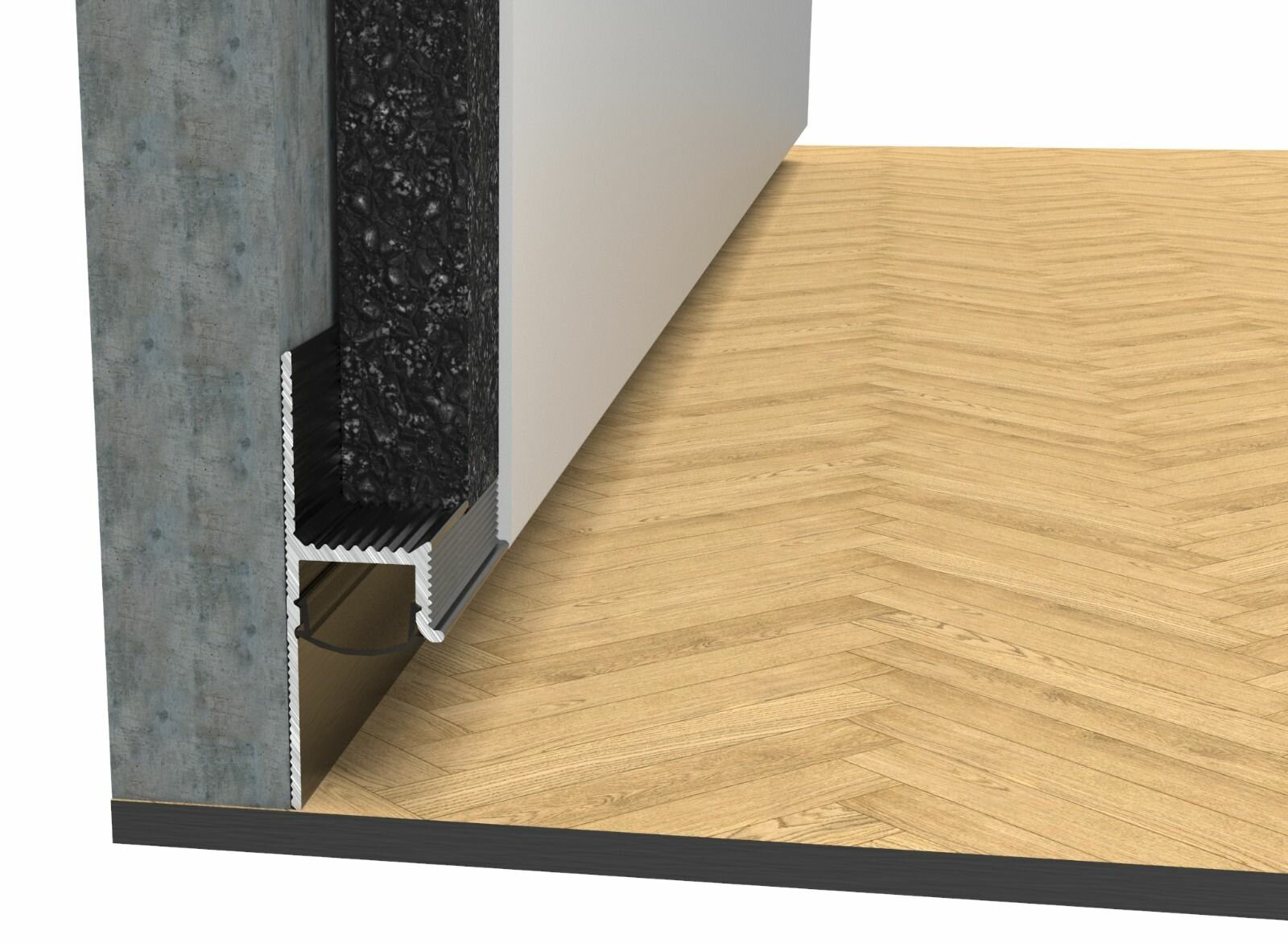 Плинтус теневой под светодиод 50х17х1000 мм, чёрный матовый ( 1 метр )