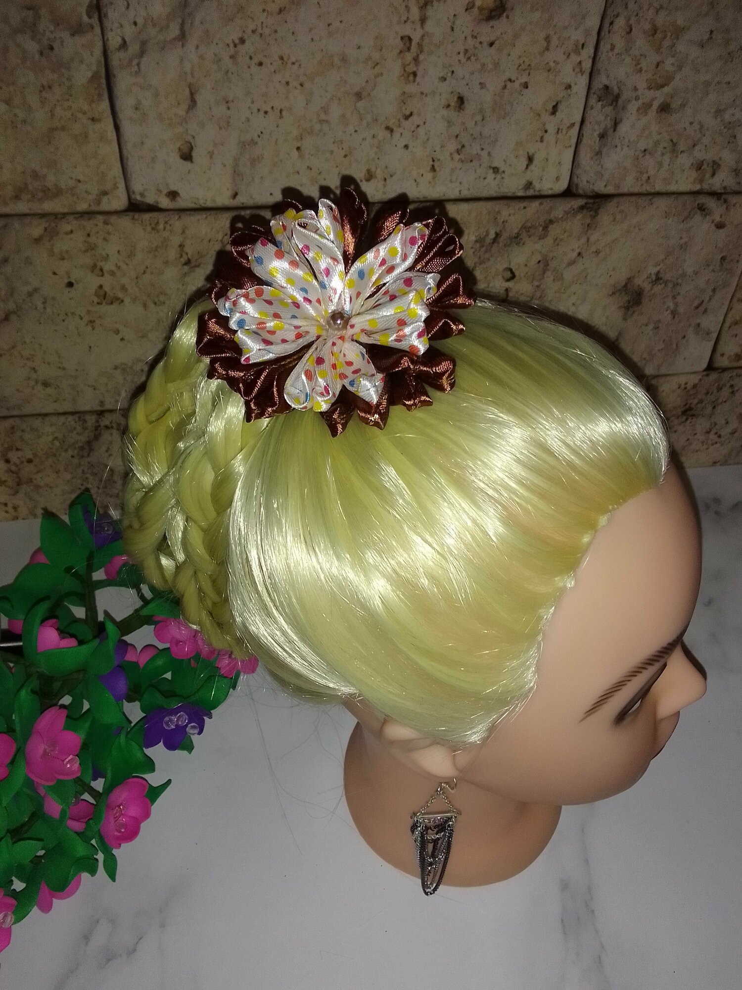 Набор резиночек "Астра", для девочек, атлас, ручная работа, 90 мм