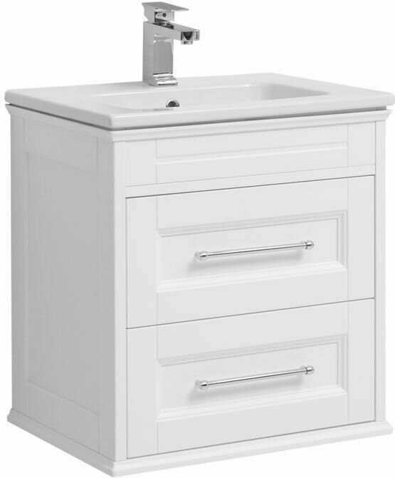Тумба для ванной Aquanet Бостон М 60 см, под раковину, белая, с ящиками, матовая поверхность