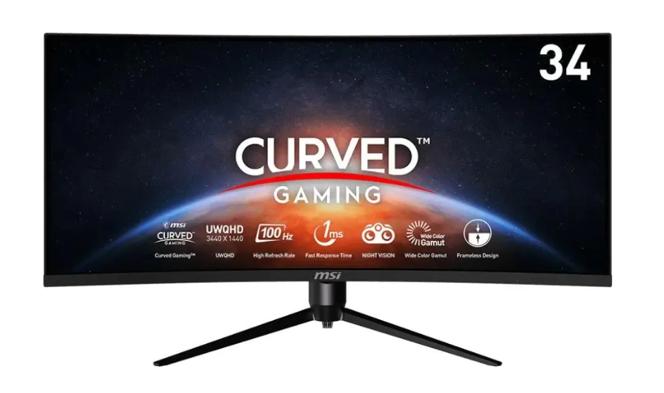 Монитор MSI 34" MAG342CQPV черный VA LED 1ms 21:9 HDMI матовая HAS Piv 250cd 178гр/178гр 3440x1440 100Hz FreeSync DP UW 6.91кг