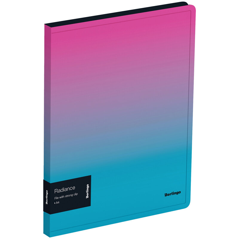6 шт. Папка c зажимом Berlingo "Radiance" А4, пластик, 17мм, 600мкм, с внутр. карманом, розовый/голубой градиент