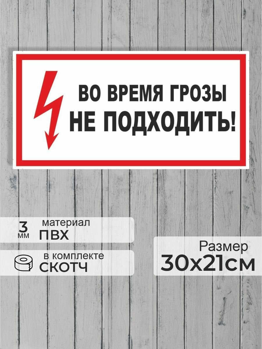 Табличка "Во время грозы не подходить" А4 (30х21см)
