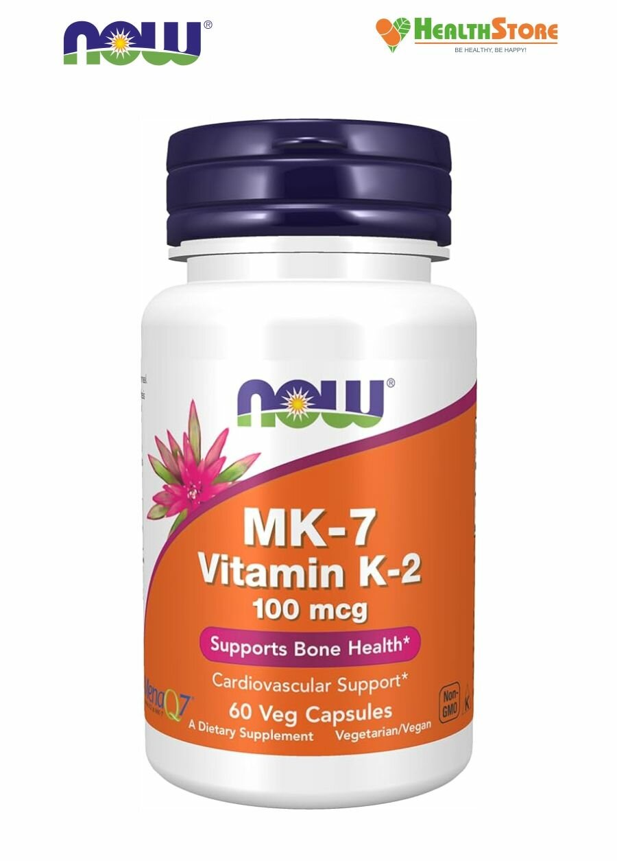 NOW MK-7 Vitamin K-2 100мкг 60 капсул биологически активная добавка к пище "Нау витамин мк 7 к2"