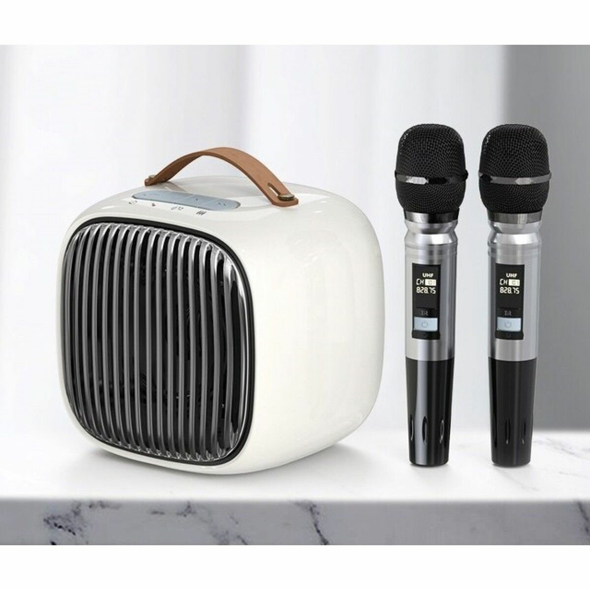 Караоке колонка REXUS M-12- два радиомикрофона, USB, Bluetooth, AUX