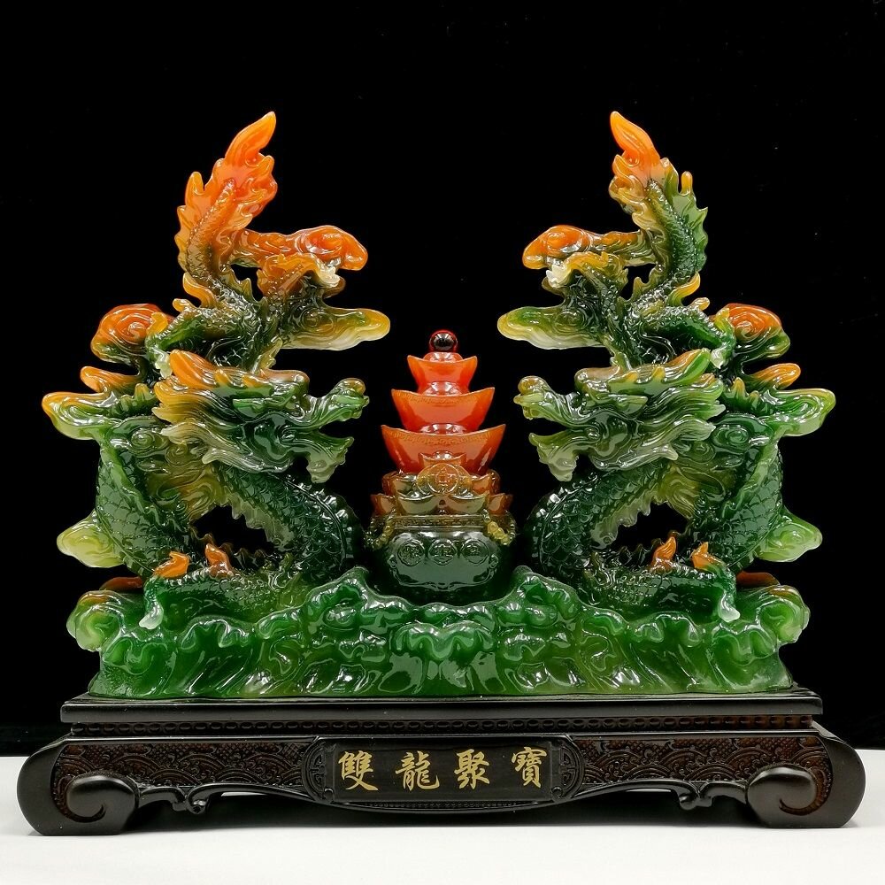 Статуэтка "Пара драконов с жемчужиной" Фен-Шуй, полистоун (22*6.5*19.5 см.)