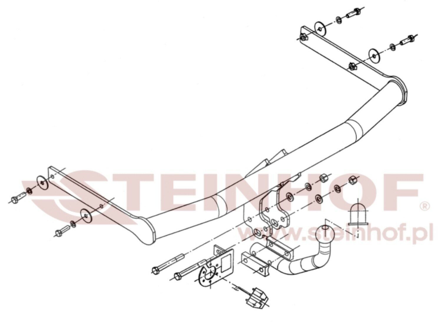 Фаркоп на Skoda Fabia хетчбек, кроме RS 2000-2007, Skoda Fabia хетчбек, кроме RS 2008-2014 (паспорт и сертификат в комплекте)(без электрики) Steinhof. S-274