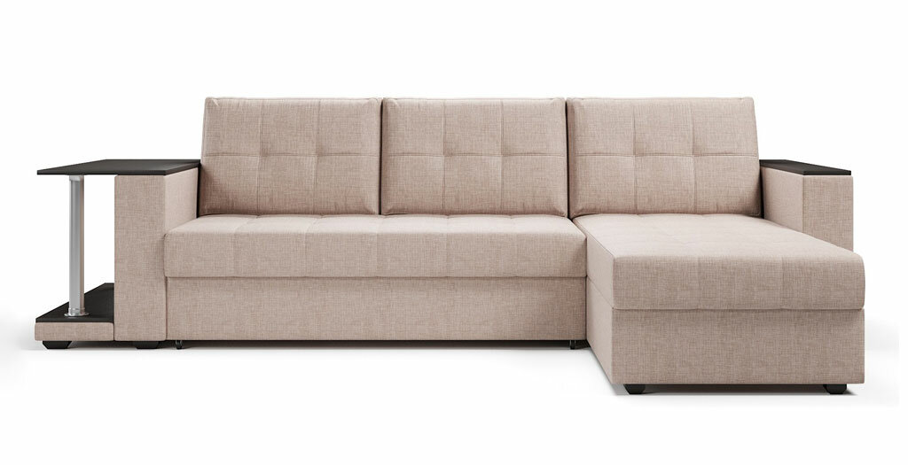 Угловой диван-кровать Атланта Классик со столом 2, 250х154х95 см, механизм Дельфин, с ящиком для белья