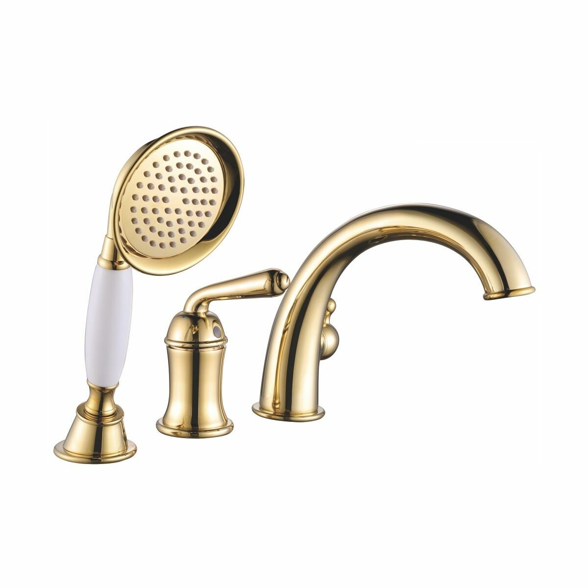 Однорычажный смеситель на борт ванны встраиваемый (врезной) на 3 отверстия Rose латунь, ретро