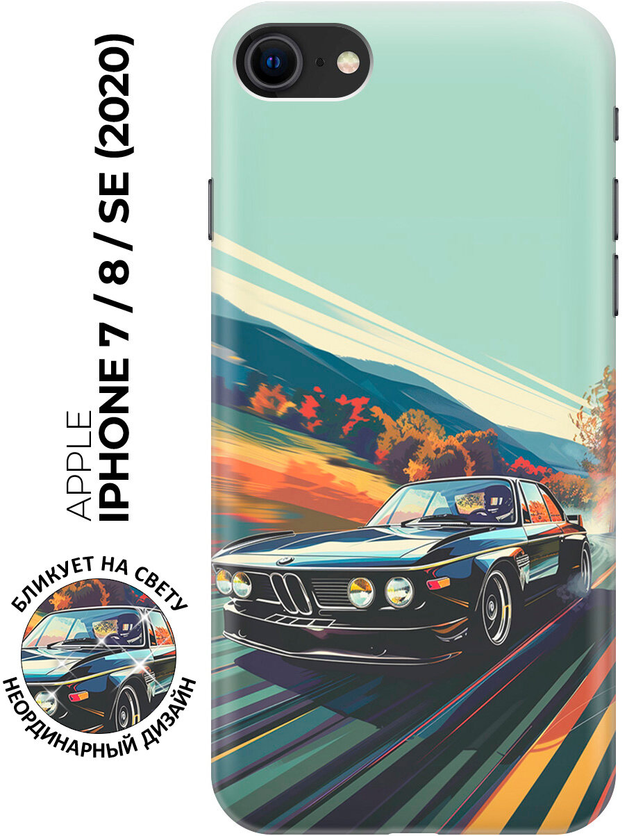 Силиконовый чехол на Apple iPhone SE (2022) / SE (2020) / 8 / 7 с принтом "Гоночный BMW"