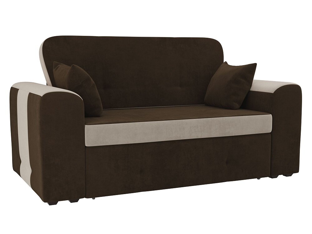 Детский диван Форте Коричнево-Бежевый Велюр, выкатной, 170х97х95 см, с ящиком для белья