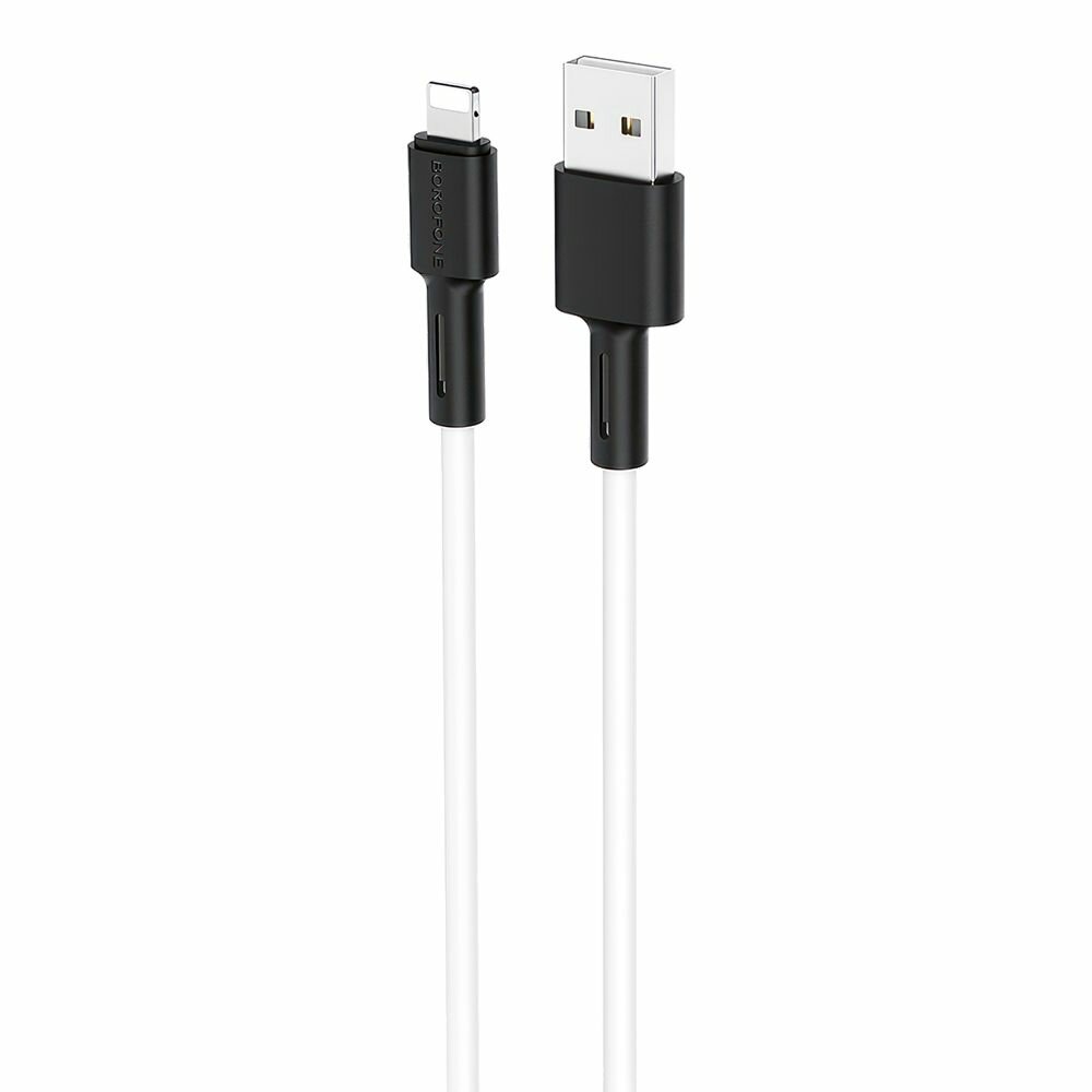 USB кабель BOROFONE BX31 Soft Silicone Lightning 8-pin, 2.4А, 1м, силикон (белый/черный)