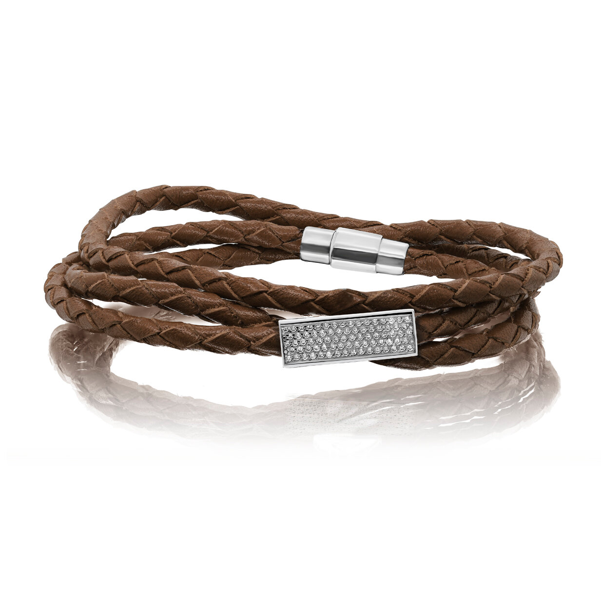 Браслет-цепочка, серебро, 925 проба, родирование, фианит