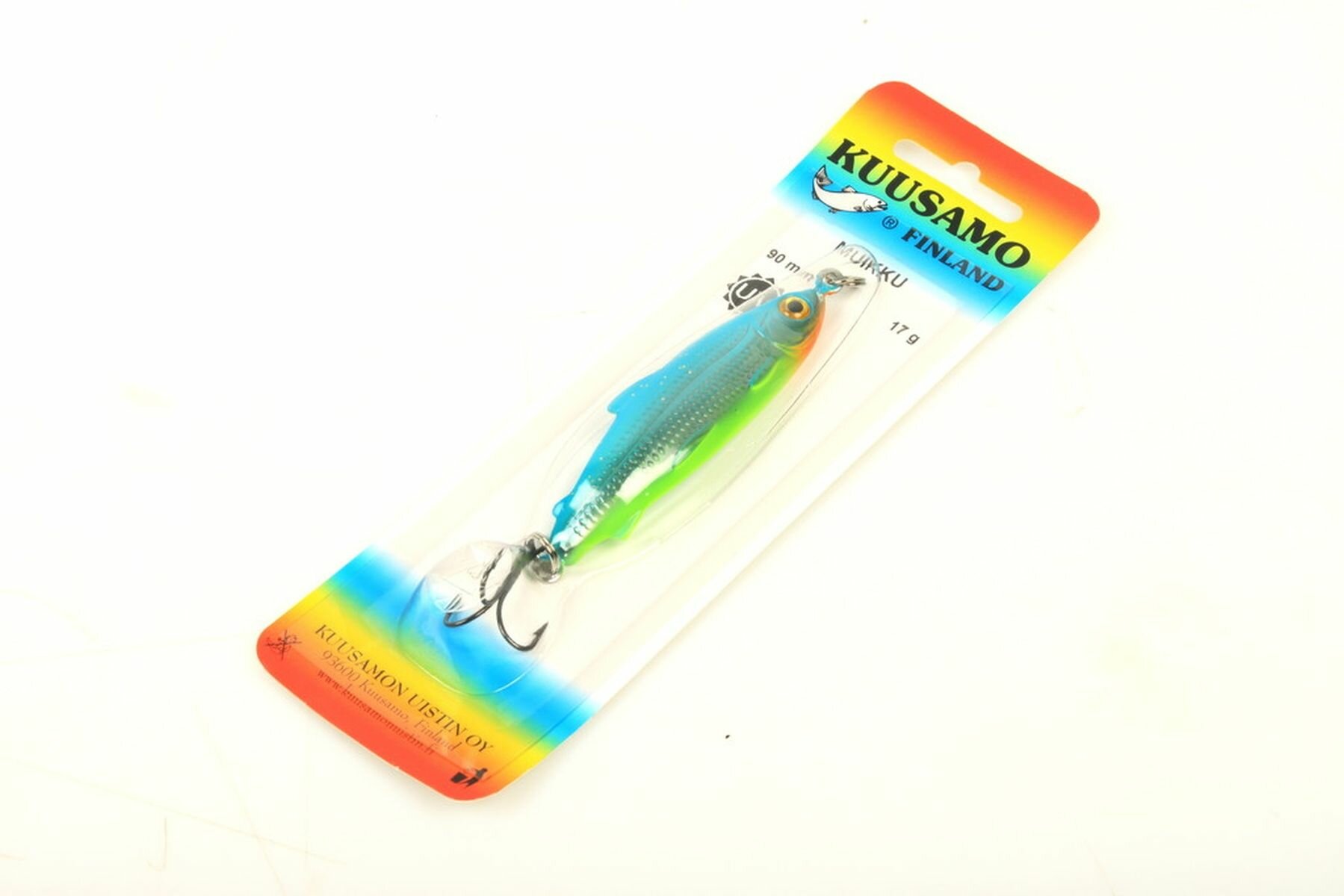 Блесна Kuusamo Muikku 90/17 GL/BLU/FYe, UV