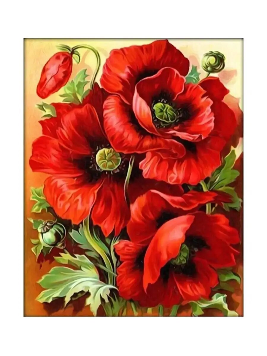 Алмазная мозаика "Красные маки"