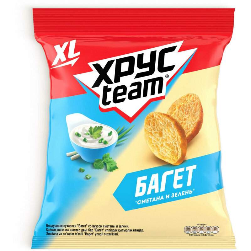 Сухарики Хрустим багет сметана/зелень, 100г, 1996049