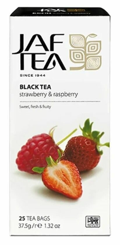 Jaf Tea Чай черный со вкусом клубники и малины, 25 пакетиков по 1,5 грамма