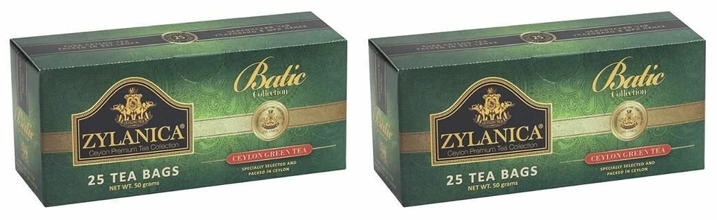 Zylanica Чай зеленый "Batik Design", 25 пакетиков х 2 гр, 2 шт