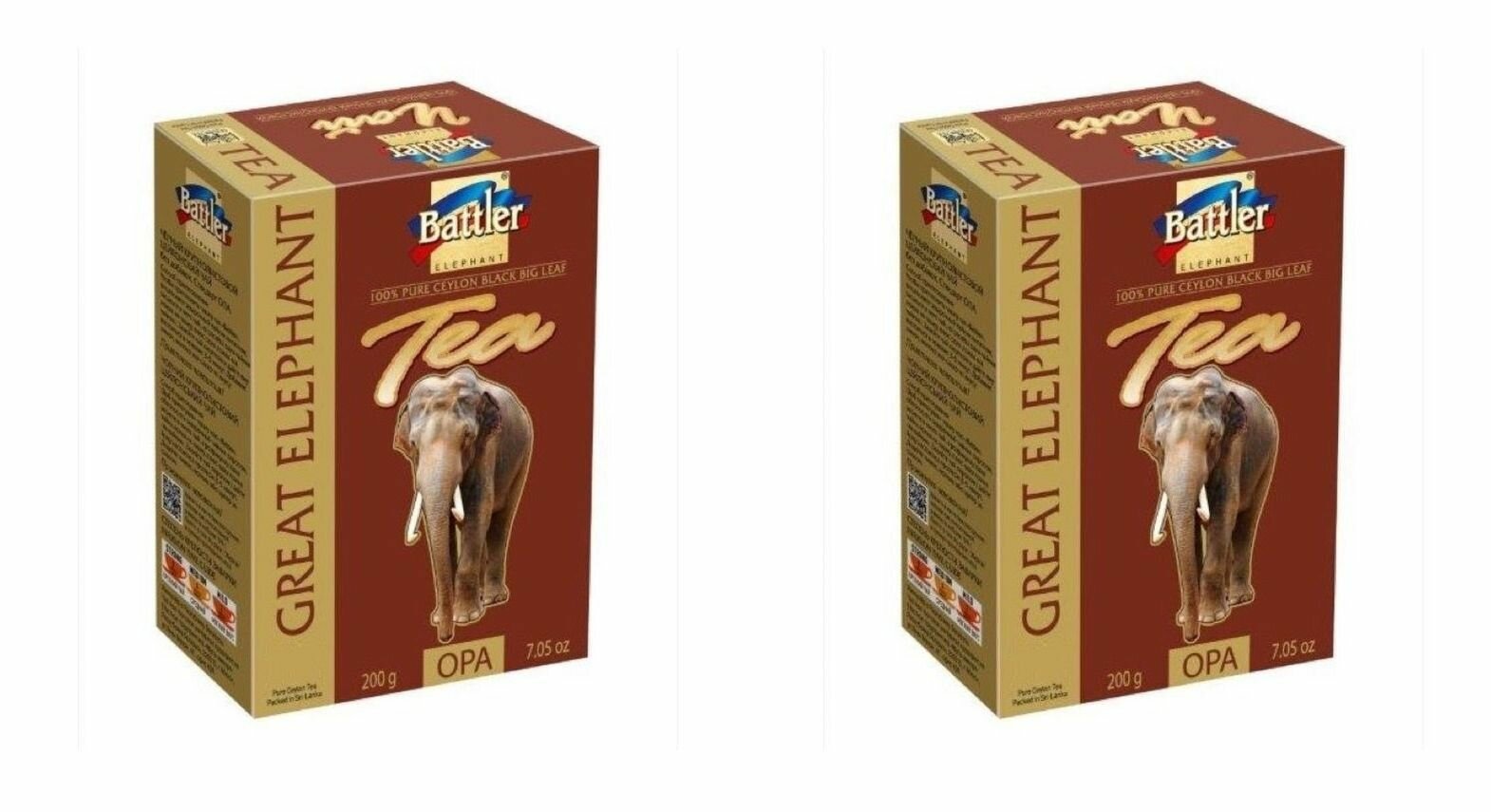 Battler Чай черный листовой Великий Слон, 200 г, 2 упаковки