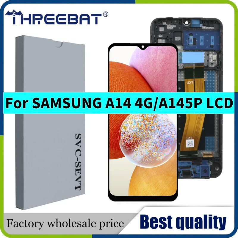 6,6-дюймовый высококачественный дисплей для Samsung A14 4G, ЖК-дисплей с дигитайзером Black No Frame