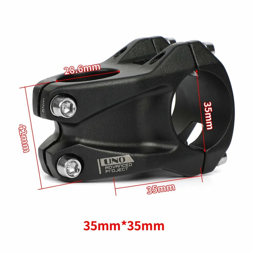 UNO MTB вынос руля алюминиевый 35/45 мм черный 35x35mm 0 stem